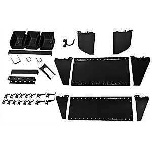 Wall Control 30-P-3232BU Blue Metal Pegboard Pack & KT-400-WRK B Slotted Tool Board Workstation Accessory Kit for Wall Control Pegboard Only, Black