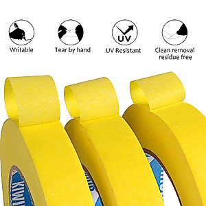 KIWIHUB Yellow Painters Tape,2" x 60 Yards x 5 Rolls (300 Yards Total) - Medium Adhesive Masking Tape for Painting,Labeling,DIY Crafting,Decoration and School Projects
