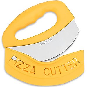 Suanyok Premium Pizza Cutter Food Chopper-Super Sharp Blade Stainless Steel Pizza Cutter Rocker Slicer with Protective Sheath Multi Function Pizza Knife Kitchen Tools,Dishwasher Safe