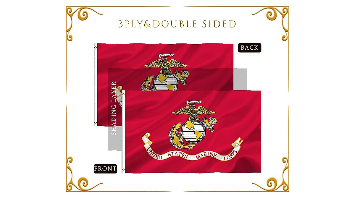 Double-Sided USMC Flag 3x5 - Heavy Duty Polyester