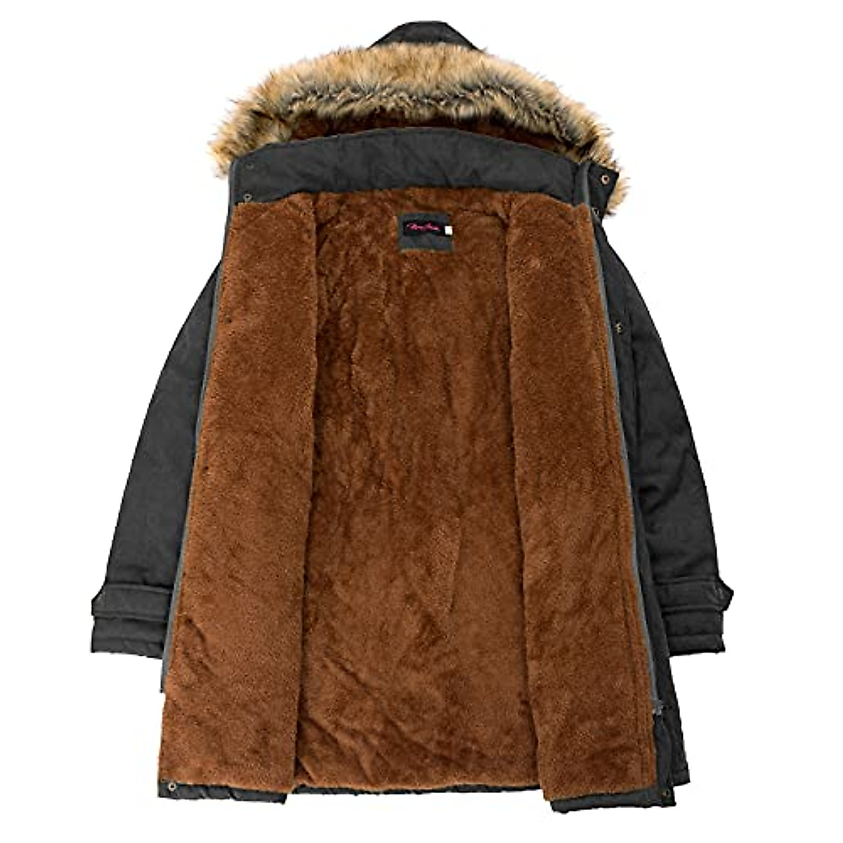 Hanna Nikole Women's Down Jacket with Faux Fur Trim Hood Plus Size Parkas Coats Black 22W