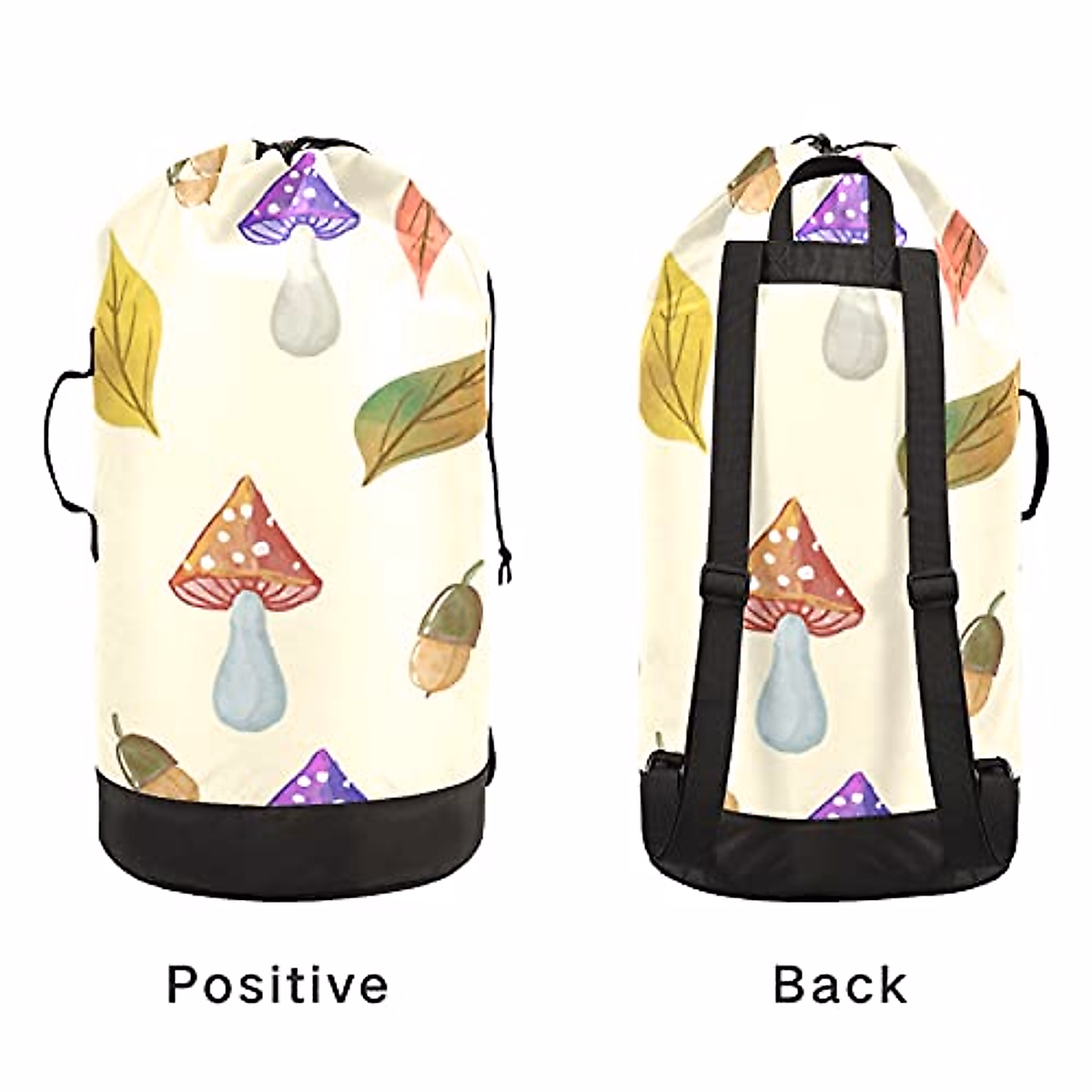 Thanksgiving Leaf Mushroom Laundry Bag Heavy Duty Laundry Backpack with Shoulder Straps Handles Travel Laundry bag Drawstring Closure Dirty Clothes Organizer For Apartment College Dorm Laundromat