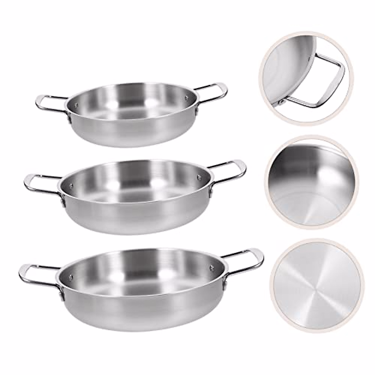 Yardenfun Cooking Pot 3pcs Stainless Steel Saucepan Stainless Steel Stock Pot Korean Pots for Cooking Stainless Steel Kitchen s Big Pots for Cooking Korean Silver Soup Pot