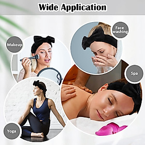WHAVEL 9 Pack Black Microfiber Hairband for Washing Face, Makeup Headband Skincare Headbands Bow Headbands Facial Headband Soft Fluffy Headband for Women (A. Black)