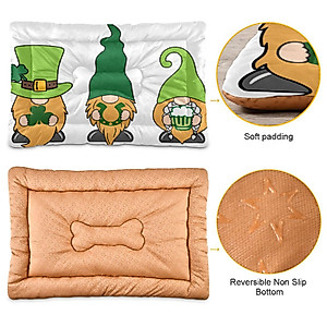 YETTASBIN St. Patrick's Day Gnome Crate Pet Bed, Portable Washable Dog Cat Mat, Soft Comfortable Pet Mattress with Non-Slip Bottom for Dogs Cats Sleeping, 36 x 24 Inch