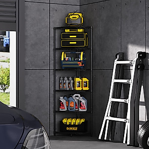 NSF 6-Tier Metal Corner Shelf Wire Shelving Unit - 420 lbs Capacity, Adjustable, with leveling feet & Waterproof Shelf Liners - Ideal for Garage, Kitchen, and More - 72" H x 18" L x 18" D - Black