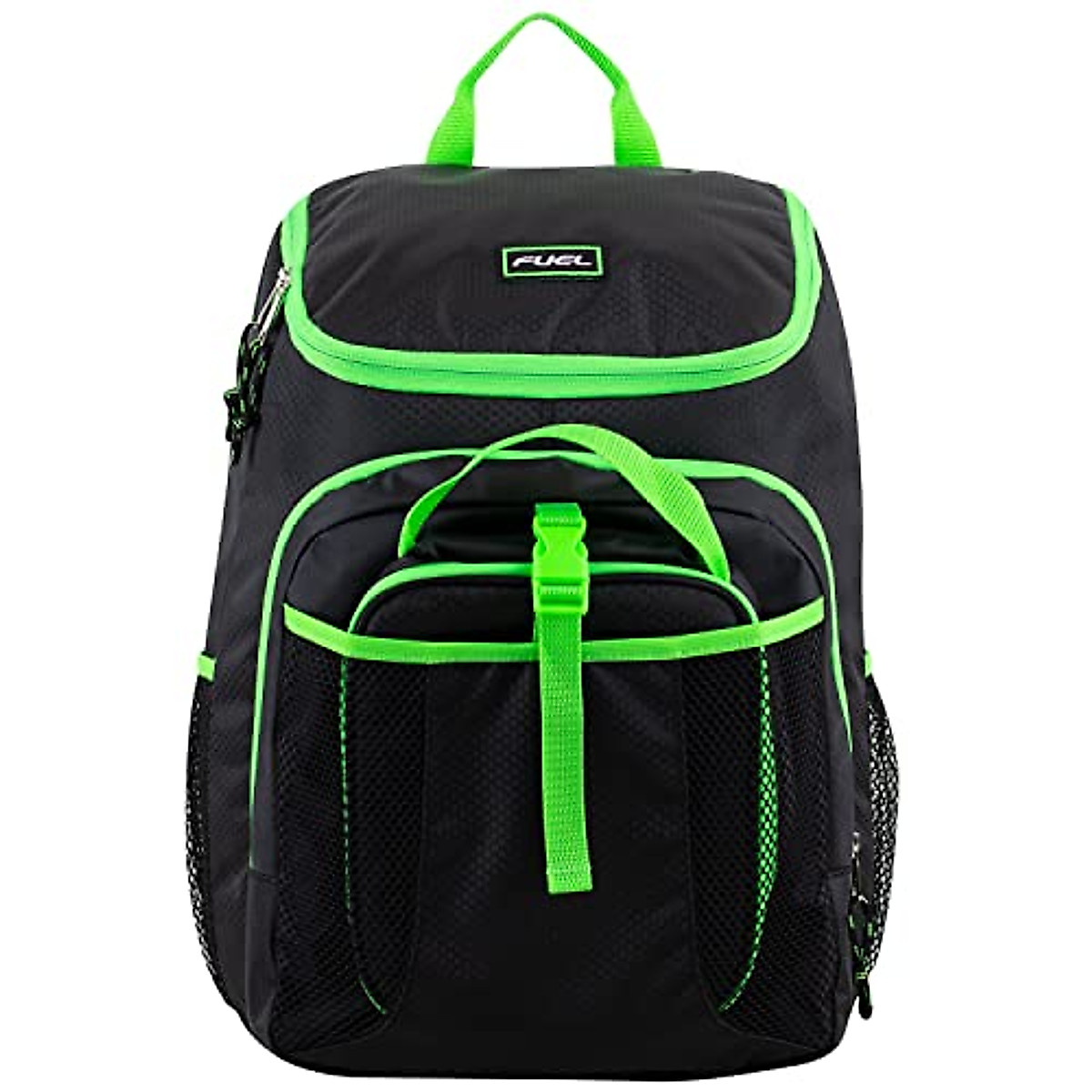 FUEL Top Loader Backpack with Lunch Box Combo – 18” Two Compartment Water Resistant Durable Adjustable Straps with Side Water Bottle Pockets 2 in 1 Set – Black