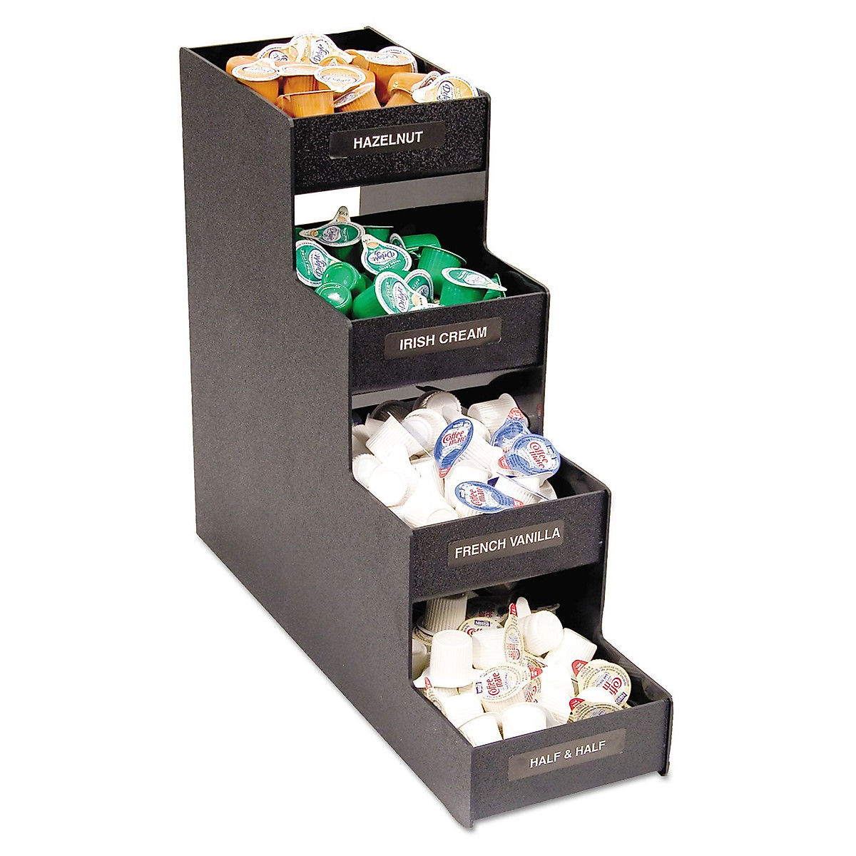 Vertiflex Narrow Condiment Organizer, 4 Shelves, 8 Compartments, 6 x 19 x 15-7/8 Inches, Black (VFC-1916RC)