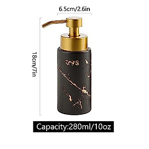 Glass soap Dispenser with Pump-Broad, Ceramic Foaming Soap Dispenser, Marble Foam Soap Dispenser with Gold Pump, Hand Foaming Dispenser for Barthroom Accessories-Grey-Solid Color (Color : Black, Si