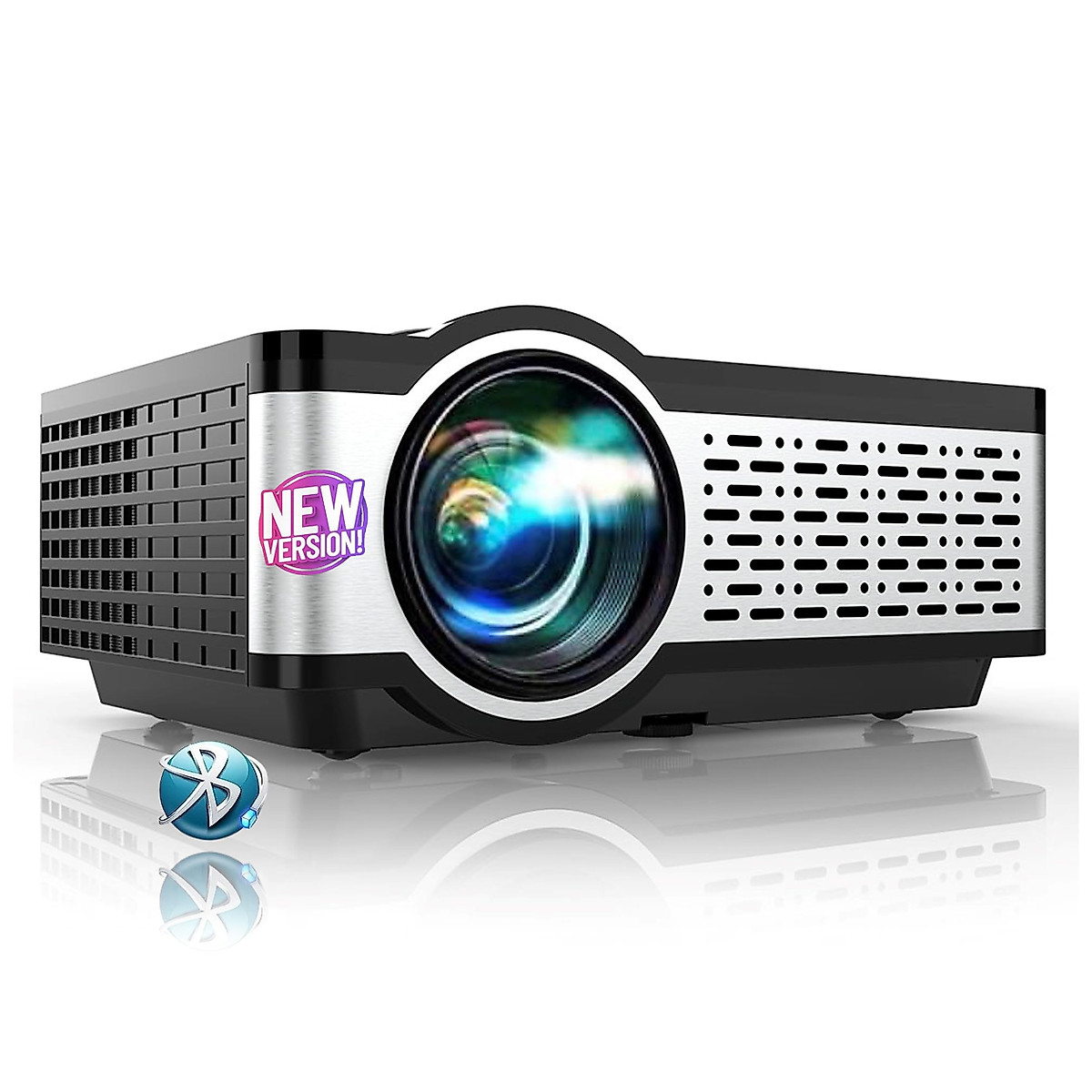 Egate Bluetooth Projector, Full HD 1080p Native with 4k TV stick support, 300 ANSI, 210" Max Screen Size | Inbuilt Speaker | AV, VGA, HDMI, SD Card, USB, Audio Out | (i9 Pro-Max, Black)