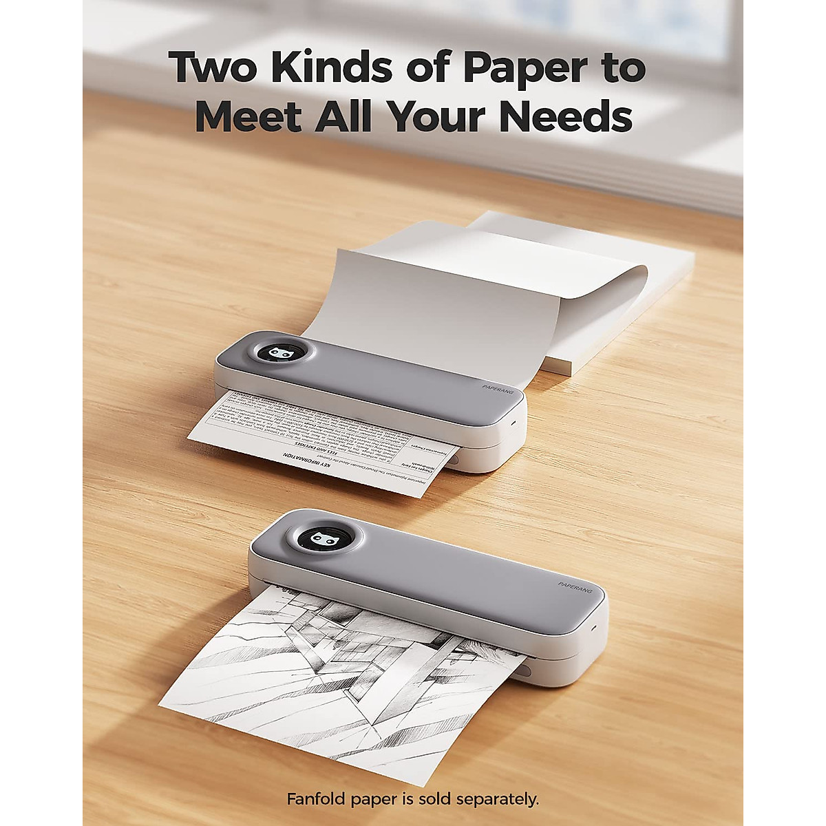 paperang Portable Thermal Printer Supports A4 Paper for Mobile Monochrome Prints, Wired Printing for Windows & macOS via USB and Wireless Printing for iOS & Android Devices via Bluetooth