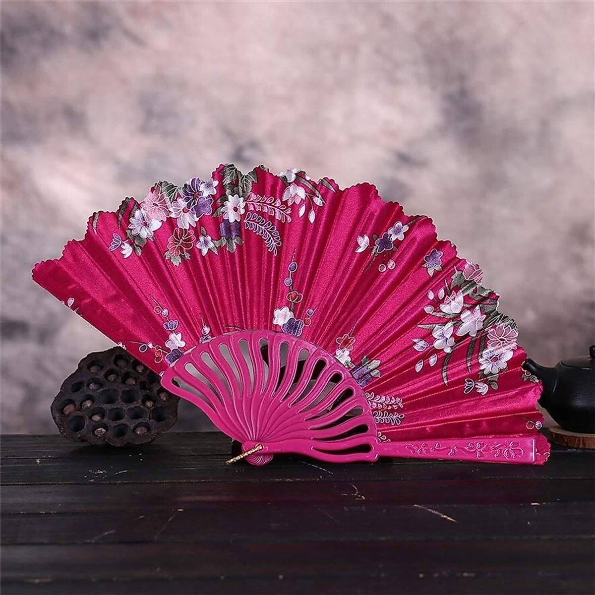 Hand Fan Folding Fan,Hand-held Fan,Wedding Folding Fan Chinese Style Dance Wedding Party Lace Silk Folding Hand Flower Fan Fans Hand Paper Folding Props Vintage Style
