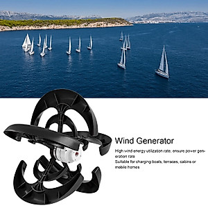 Wind Turbine Generator, 12V 24V 48V 1200W Wind Vertical Axis Generator with Hybrid Controller, 5 Leavies Wind Turbine Generator Kit for Boats, Terraces, Cabins, Mobile Homes(#1)