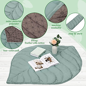 Funtery Baby Play Mat 56 x 42 Inch Cotton Crawling Cushion Cotton Nursery Rug Large Thick Soft Reversible Washable Folding Floor Playpen Mat Nursery Decor Rug for Girls Boys(Green,Leaf)