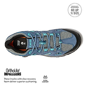 HI-TEC Apex Lite Low WP Waterproof Hiking Shoes for Women, Lightweight Breathable Outdoor Trekking and Trail Shoes - Light Blue/Medium Grey/Light Blue, 10 Medium