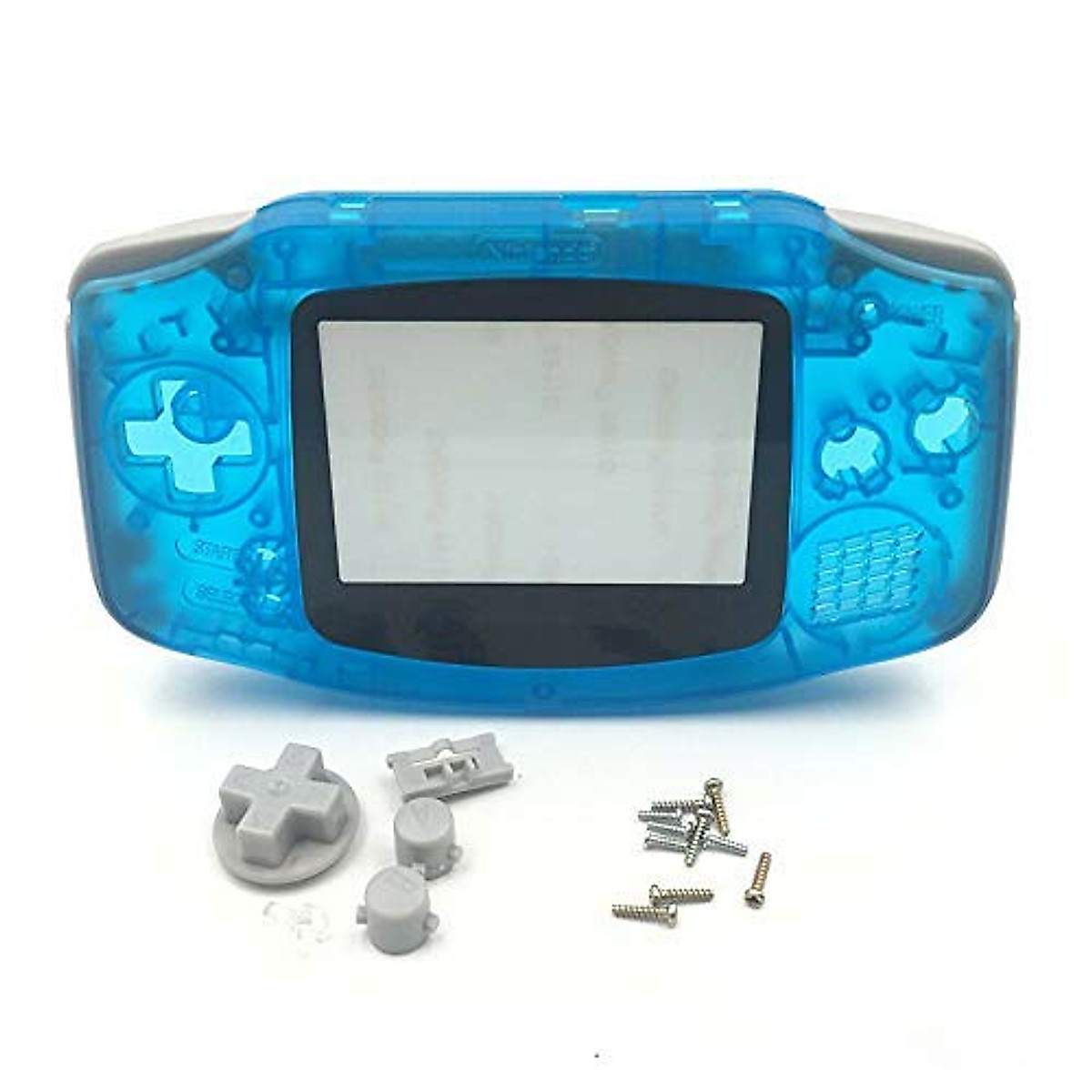 Housing Shell Case Cover Replacement for Nintendo Gameboy Advance for GBA with Conductive Rubber Pad Screwdriver - Clear Blue