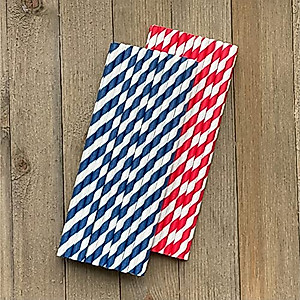 Patriotic 4th of July Paper Straws - Red White and Blue - Stripe - 50 Pack Outside the Box Papers Brand