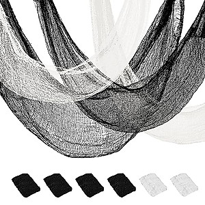 Xgunion Halloween Creepy Cloth 6Pcs 30×72inch Halloween Black Spooky Scary Creepy Gauze Cloth Decor Creepy Cloth Halloween Decorations for Party Indoor Outdoor (4Black + 2White)