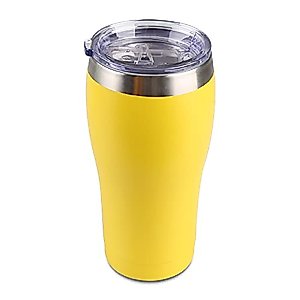 TAHOE TRAILS 20 oz Insulated Stainless Steel Tumbler with Slider Lid, Vacuum Insulated Double Wall Coffee Travel Mug Cup, Great for Cold or Hot Drinks, Yellow