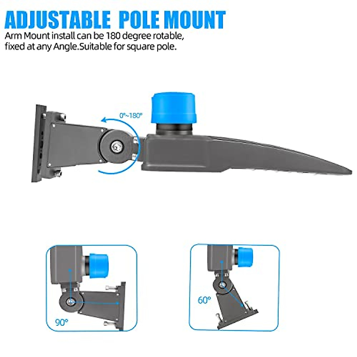 LED Parking Lot Lights Outdoor 300W with Adjustable Arm Mount, LED Shoebox Area Light 5500K,39000 Lumens, IP65 Waterproof Outdoor Commercial Area Street Flood Lighting (300W Arm Mount)