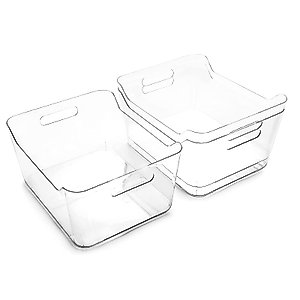 T Legend 3PCS Large Clear Storage Bins,Super useful Pantry Organization Fridge Organizer Home Kitchen Bathroom PET Organizer (Large)