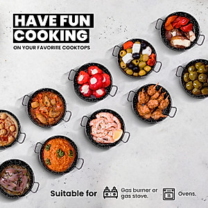 Machika Enameled Tapas Pan Set | Nonstick Frying Pan | Perfect for Tasting & Side Dishes | Enameled Skillet | Pack of 10 | 3.94" |