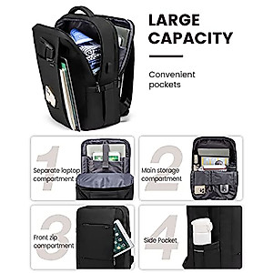 LOVEVOOK Laptop Backpack for Women & Men, Unisex 15.6 inch Waterproof Travel Backpack, Work Backpack Casual Daypack with USB Charging Port, Computer Backpack for Business Black