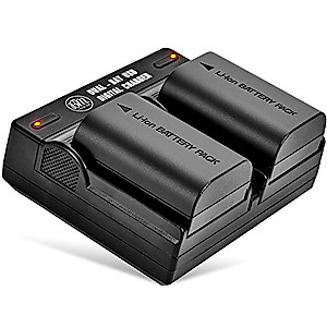 BM Premium 2 Pack of LP-E6NH High Capacity Batteries and Dual Bay Battery Charger for Canon EOS R EOS R5 EOS R6 EOS R6 II EOS R7 EOS 90D EOS 60D EOS 70D EOS 80D EOS 6D II EOS 7D EOS 7D Mark II Cameras