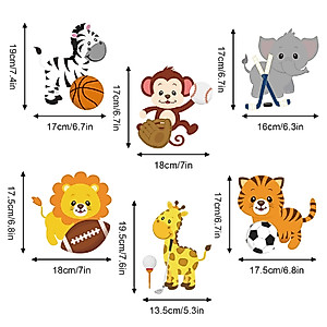 Supzone Cartoon Animal Sport Wall Decals Sports Balls Wall Stickers Jungle Monkey Lion Giraffe DIY Vinyl Wall Art Sticker for Kids Baby Nursery Playroom Bedroom Girls Boy Room Wall Decor