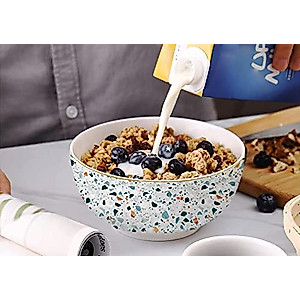 LEAZUL Ceramic Soup Bowls Cereal Bowl, 22 Ounce Bowls Set Chip Resistant Dishwasher & Microwave Safe Porcelain Bowls for Kitchen Terrazzo Marble Bowls for Cereal Soup Rice Pasta Salad Oatmeal Set of 4