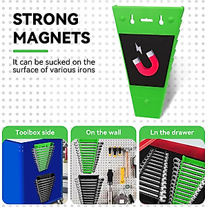 FTIHTRY 4Pack Magnetic Wrench Organizer wrench rack Tool Trays, Premium Quality Wrench Holder SAE(1/4" - 1/16") and Metric(6mm-24mm)