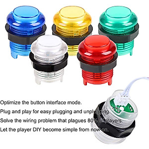 EG STARTS 2 Player Arcade Games DIY Kit Parts 2 Ellipse Oval Joystick Handles + 20 LED lit Arcade Buttons (Mixed Color Kit)