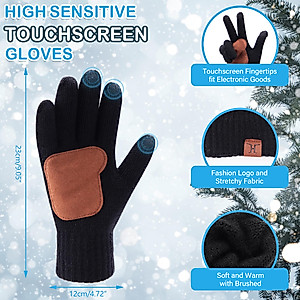 Mens & Womens Winter Knit Hat Beanie Long Neck Scarf Touchscreen Gloves Set Skull Cap with Fleece Lined Gifts for Men Women