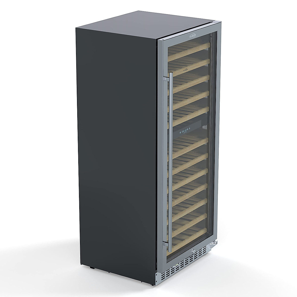 KoolMore 24” Inch 9.7 Cu.Ft. Dual Zone Wine Cooler Refrigerator, Freestanding or Built-In Unit, Tempered Glass and Door Lock (KM-CW92DZ-SS), Silver, 92 Wine Bottles