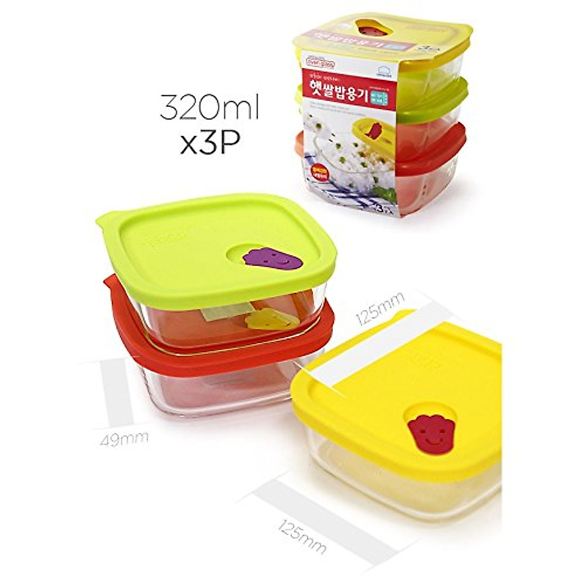 Lock&Lock Oven GLass Cooked Rice Storage Container for Freezer Set of 3