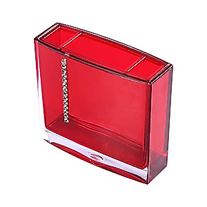 5PC Acrylic Bathroom Accessories Set Red Bath Ensemble Includes Emulsion Bottle Gargle Cup Toothbrush Holder Soap Dish for Home New Apartment Hotel,Toilet Brush Holder