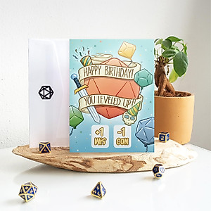 Glassstaff Birthday Greeting Card with d20 dice envelope for Dungeons and Dragons - DnD Dice postcard gift dnd birthday decorations dnd gifts for men, women and dm/gm dungeon master