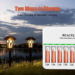 REACELL 24 Pack Rechargeable AAA Batteries for Solar Lights, 1.2V AAA Batteries for Outdoor Garden Lamp Toys Controllers and Household Devices