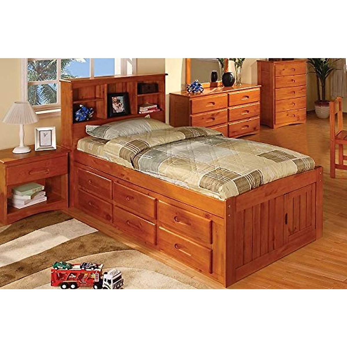 Discovery World Furniture Captains Bookcase Bed, Twin, Honey