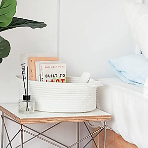 Goodpick Small White Woven Baskets set, Baby Gift baskets 5 different sizes for Diapers, Towels, Snacks, Rope Toy Storage Basket for Bedroom, Living room, Nursery