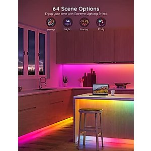 Govee 65.6ft RGBIC LED Strip Lights, Color Changing LED Strips, App Control via Bluetooth, Smart Segmented Control, Multiple Scenes, Enhanced Music Sync LED Lights for Bedroom, Party (2 X 32.8ft)