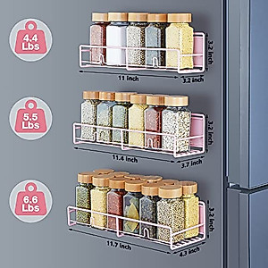 BARIKUEO 3 Pack Magnetic Spice Rack for Refrigerator, Magnetic Fridge Shelf Seasoning Organizer, Kitchen Refrigerator Organization and Storage for Microwave Oven Cabinet
