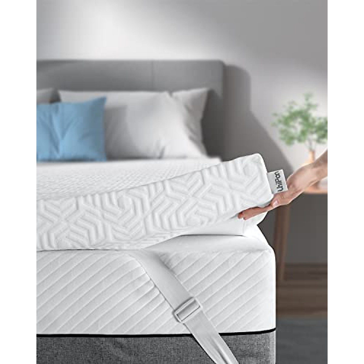 UniPon 3 Inch Gel Memory Foam Mattress Topper Twin, Medium Firm Mattress Topper, High Density Foam Bed Topper for Pressure Relief, Removable & Washable Cover, CertiPUR-US Certified