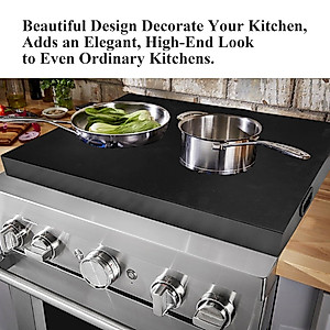 Stainless Steel Gas Stove Top Cover, Noodle Board Cooktop Cover, Kitchen Organizer for Gas and Electric Stove Range Expanding Kitchen Space, Large Size 30"x 22"x3", Black