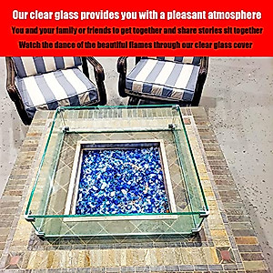 DONSIQIZZ 17.5 18 Inch Square Fire Pit Glass Wind Guard 18"x 18"x 6" Flame/Wind Guard for Fire Pit Burner Pans Outdoor Clear Tempered Glass Flame Shield for 28in & 32in Square Fire Table