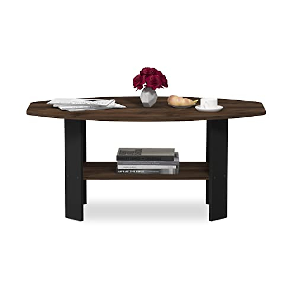 Furinno Simple Design Coffee Table, Columbia Walnut/Black