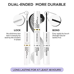BEYELIAN At Home Eyelash Extension Kit, DIY Eyelash Extension Kit, Individual Eyelash Extensions, Lash Clusters 24 Superfine Band Eyelashes with Bond & Lock, Super Gentle Remover(802, 10 mm)