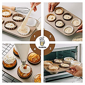 katbite Parchment Cupcake Liners Standard Size 150PCS, Christmas Cupcake Liners, Muffin Baking Liners, Heavy Duty Greaseproof Wrappers for Bakery, Birthday Party