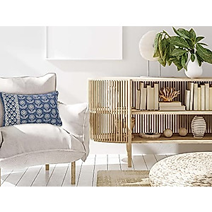 Creative Co-Op Floral Fields Lumbar Pillow Decorative Pillow, 12" x 20", Blue