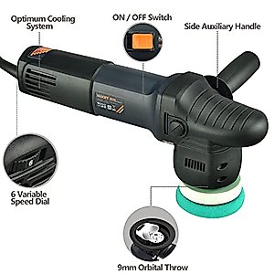 MAXXT Car Buffer Polisher 3 inch Dual Action Small Car Buffer Machine for Car Detailing 9MM Orbital Variable Speed Polisher for Car Polishing and Waxing 3 Foam Pads